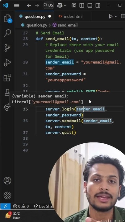 Python project - Automate email sending ...#python #programming @theakshattiwari - YouTube
