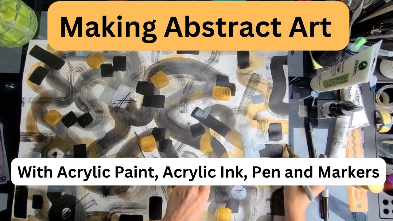 Making Abstract Painting With Acrylic Paint (pens, markers & Acrylic ...