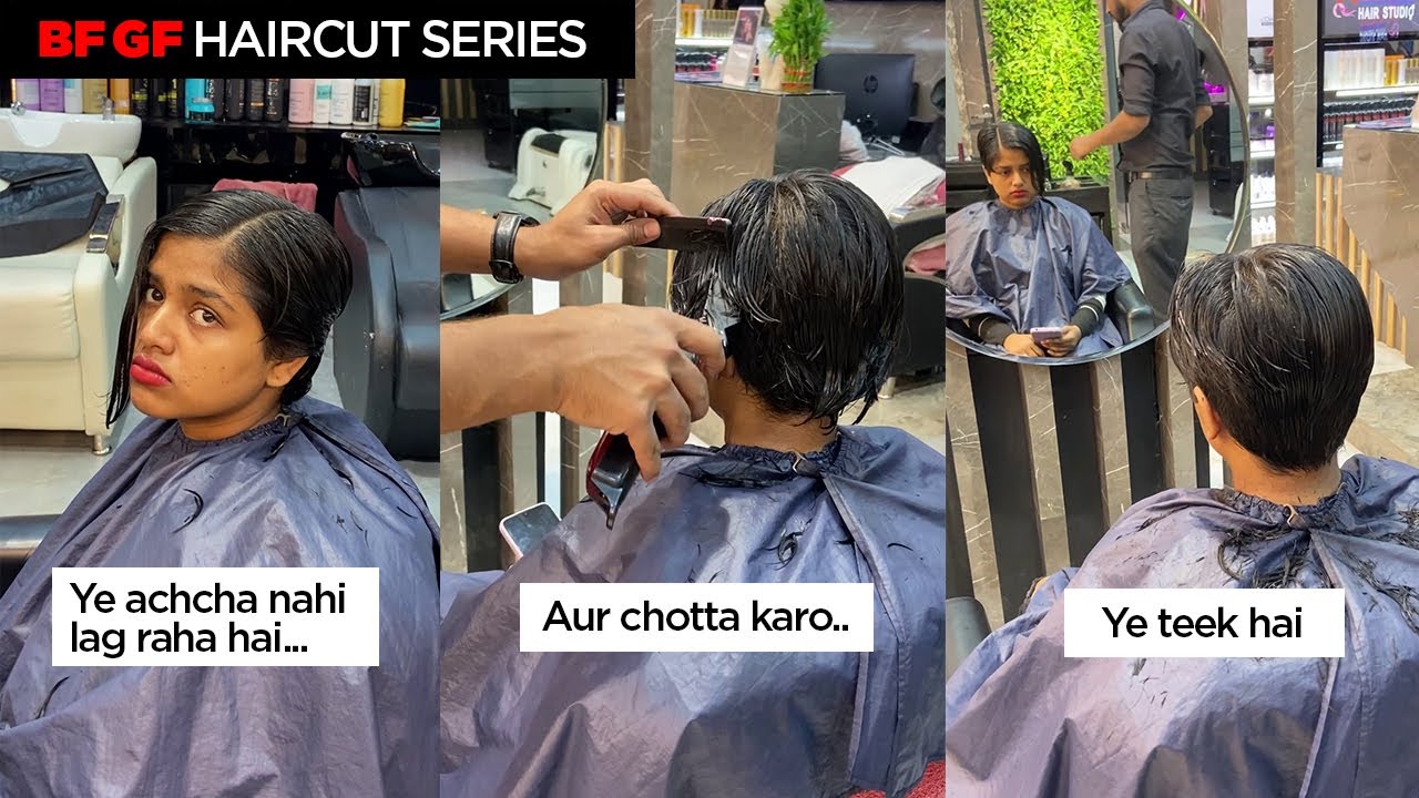 Barber messes up 😭GF starts to cry | BF ends up giving a Pixie Haircut ...