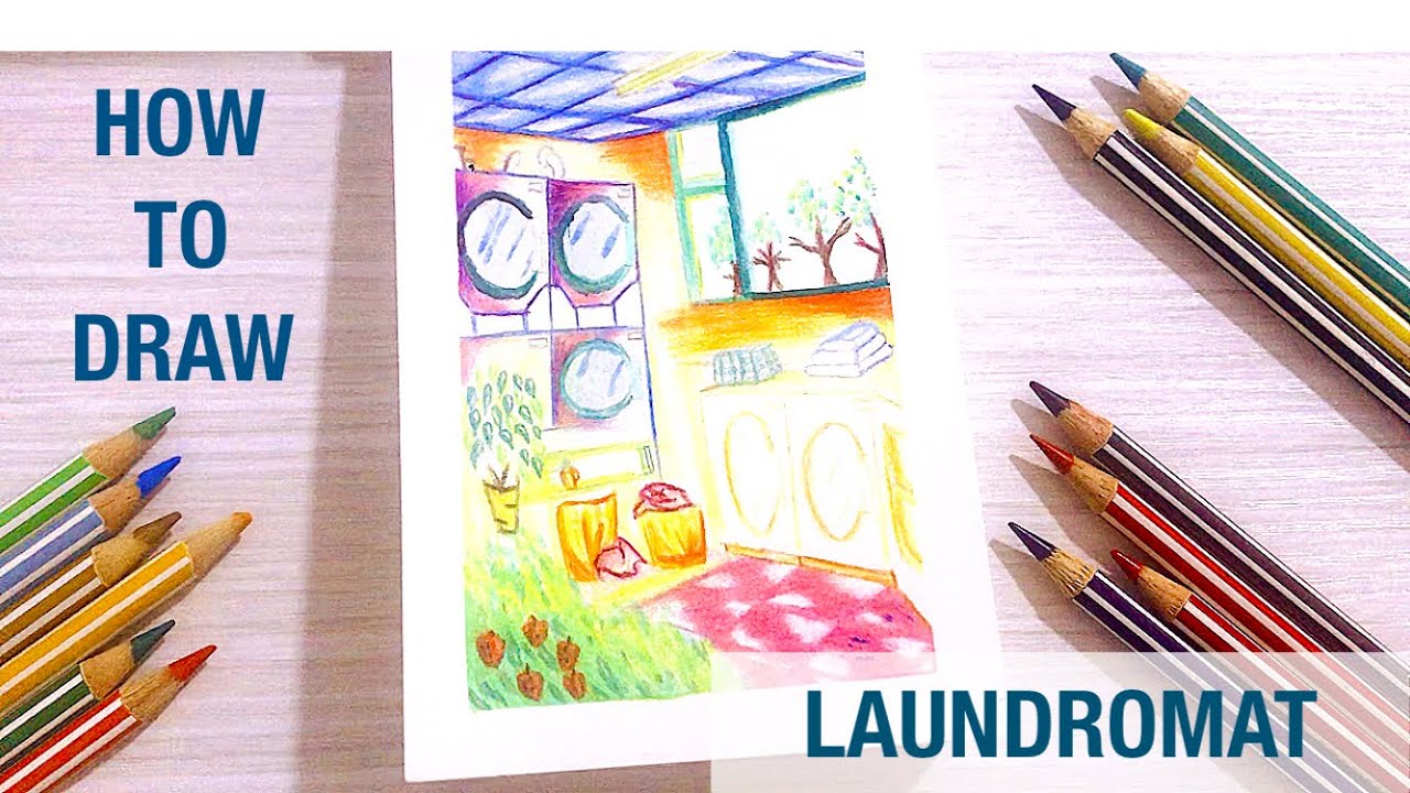 🍊 how to draw : laundromat - YouTube