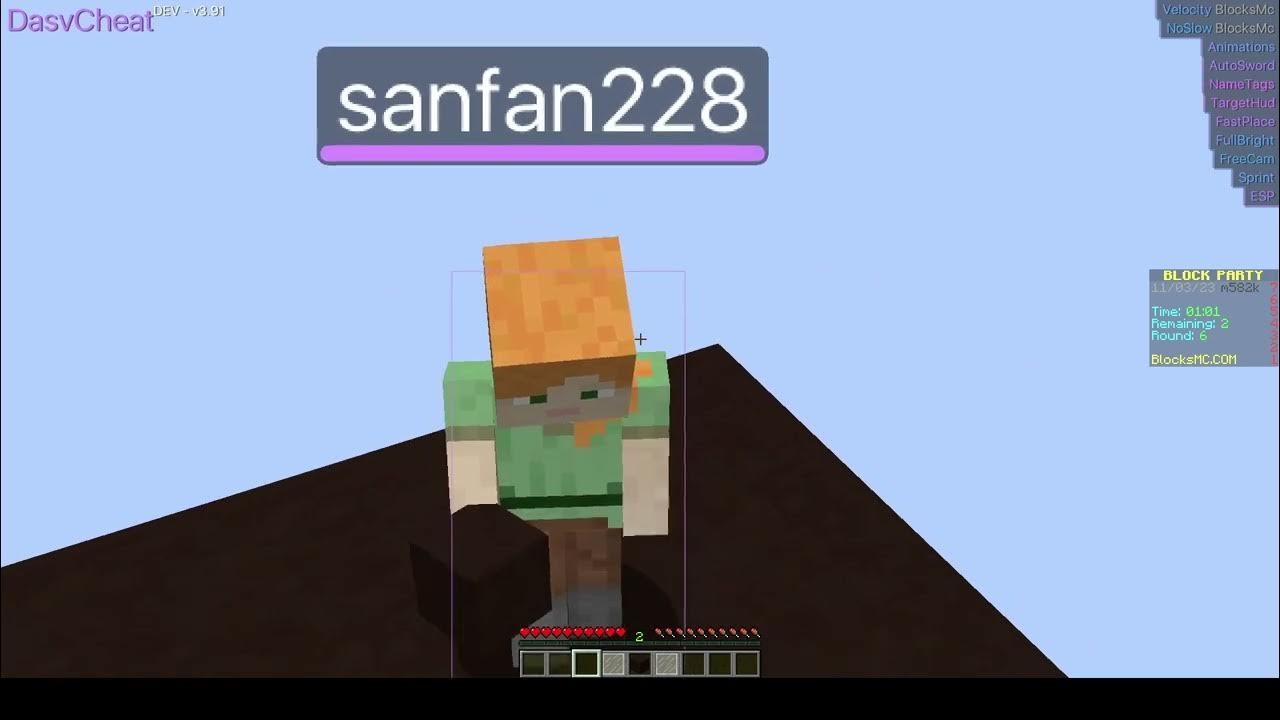 Playing BlockParty on BlocksMc with DasvCheat - YouTube