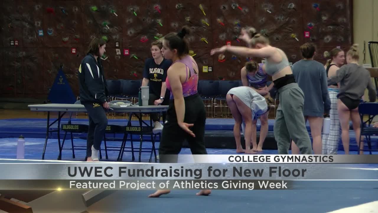UWEC gymnastics fundraising for new floor - YouTube