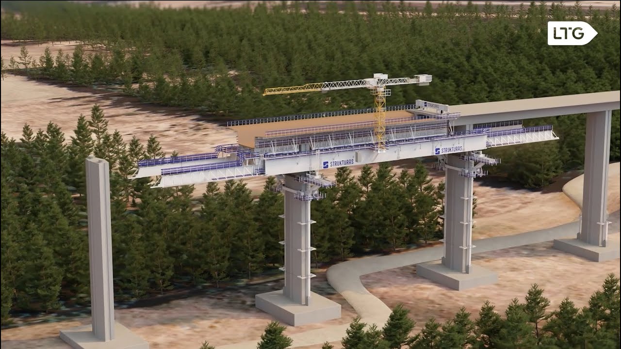 Rail Baltica Neris Bridge 4D Construction Animation - YouTube