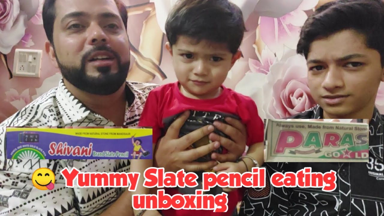Slate pencil eating | pencil crunch unboxing | #vlog 46 | V Brothers ...