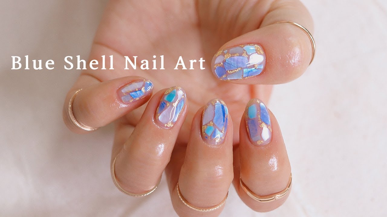 팬톤 올해의 컬러로 영롱한 셀프네일 했어요! 클래식 블루 자개 네일아트 Classic blue shell nacre nail ...