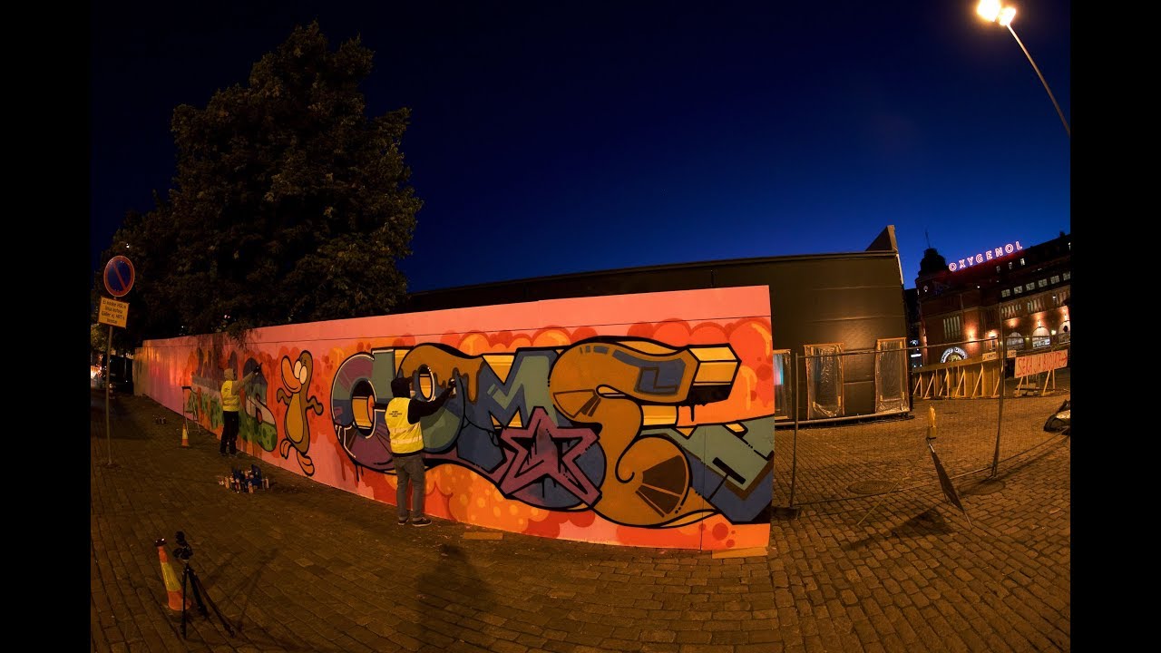 Construction graffiti wall Hakis Come 01 / 2017 at Hakaniementori - YouTube