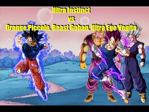 Ultra Instinct Goku vs Orange Piccolo, Beast Gohan & Ultra Ego Vegita ...