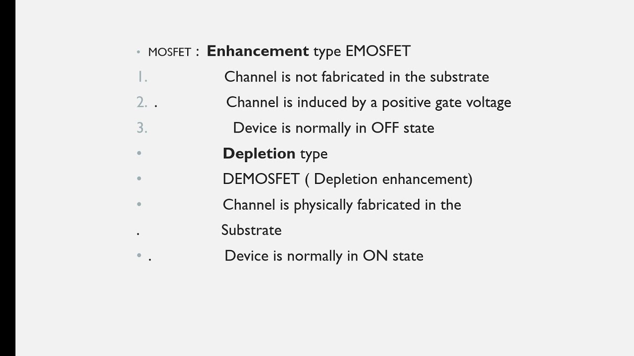 Working of N channel Enhancement MOSFET ( NMOS) ( quick summary for ...