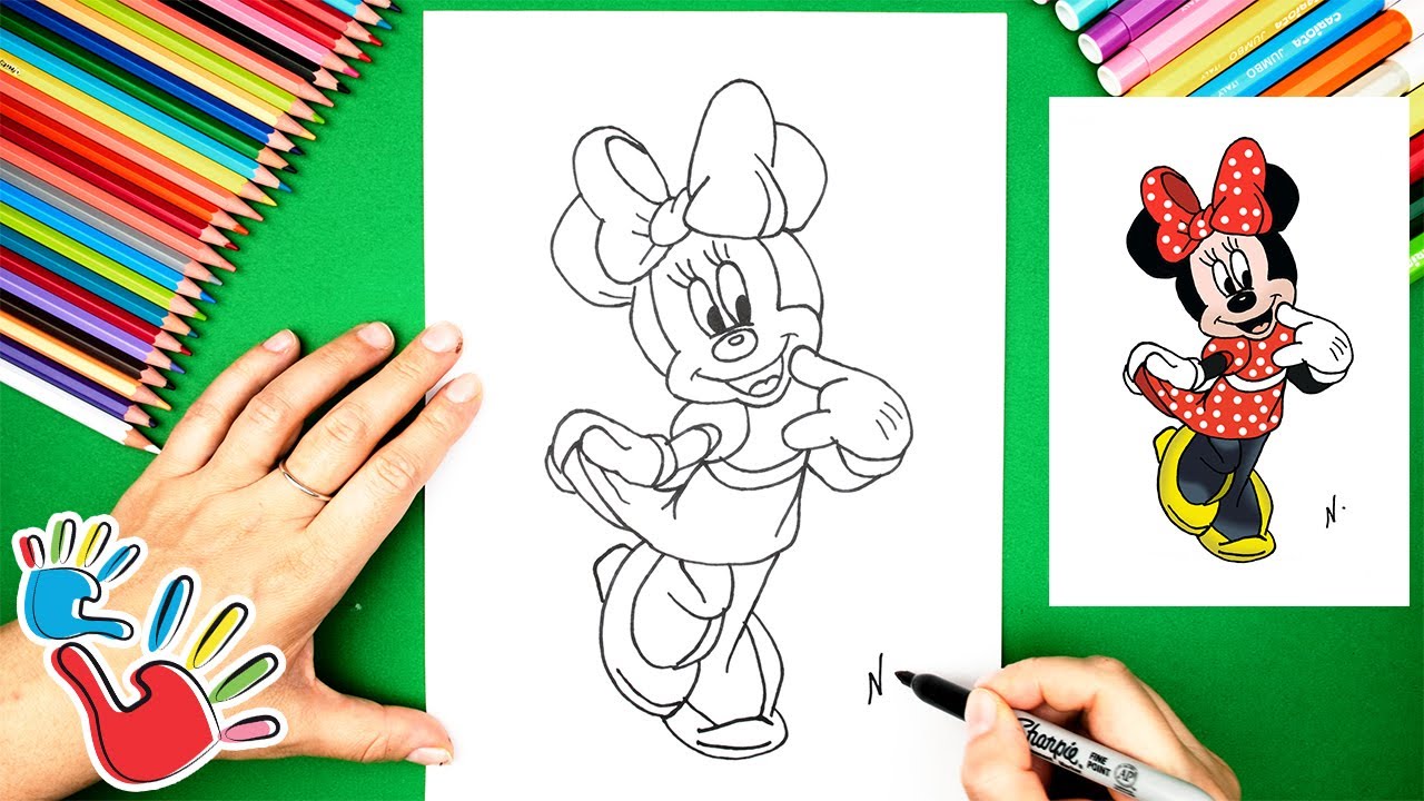How to Draw Minnie Mouse | Easy Step-by-Step Tutorial for Kids - YouTube