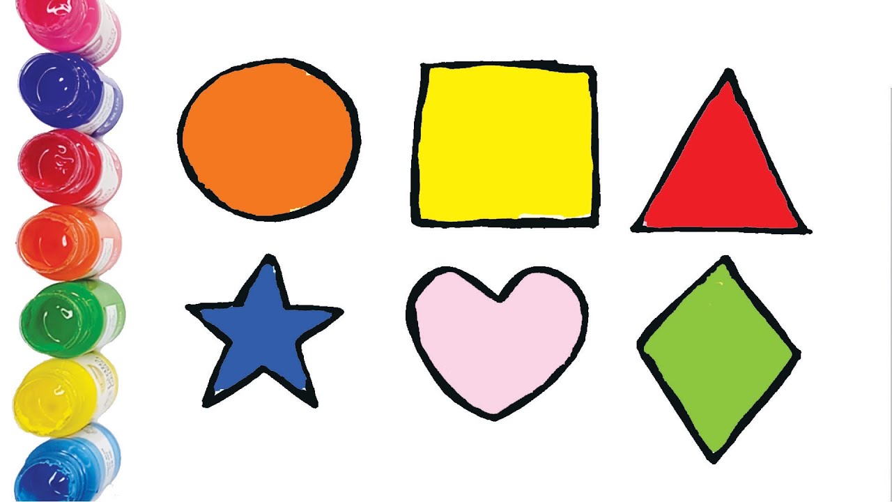 Drawing, Painting, How to draw shapes and fill colors. for kids and ...