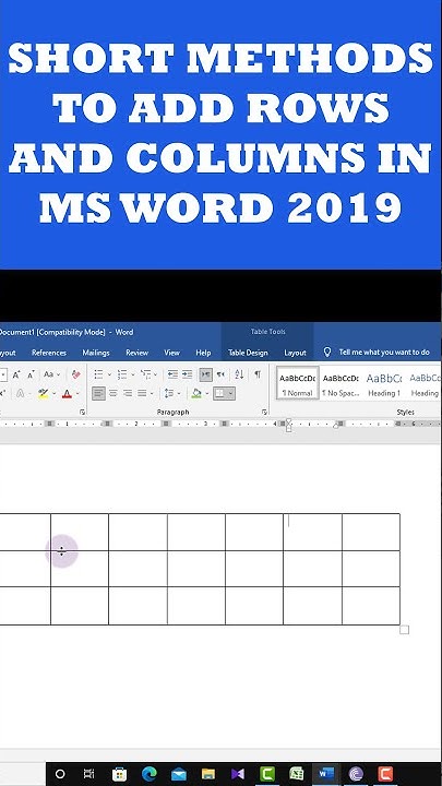 Short Method to Add Rows and Columns in a Table in MS Word - YouTube