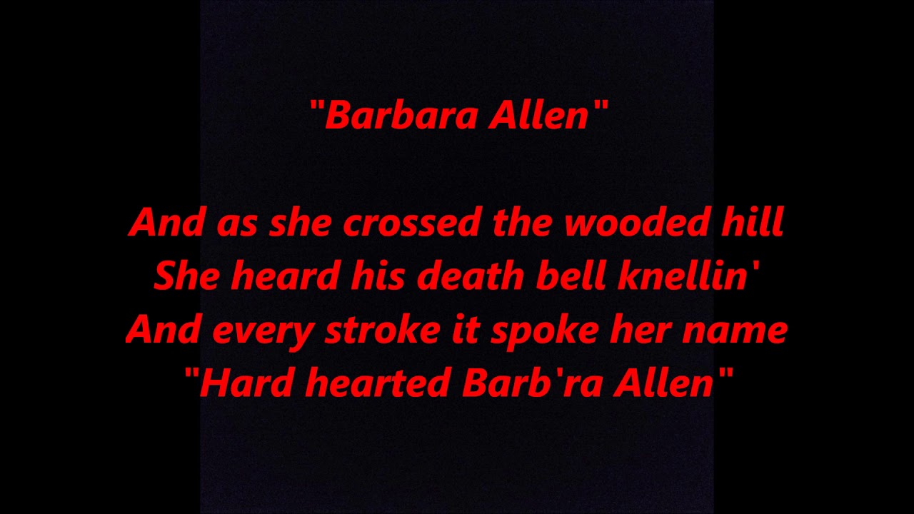 Barbara Bar'bra Allen Sottish folk Lyrics Words Text best top popular ...