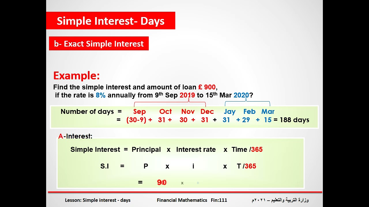 Ch1Simple Interest Days مال 111 - YouTube