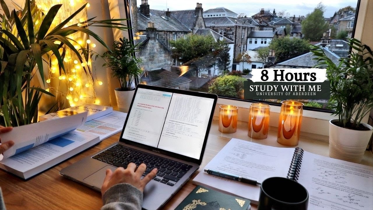 8 HOUR STUDY WITH ME | Background noise, 10-min Break, No music, Study ...
