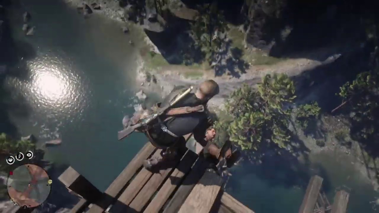 Red Dead Redemption 2 tackle off bridge - YouTube