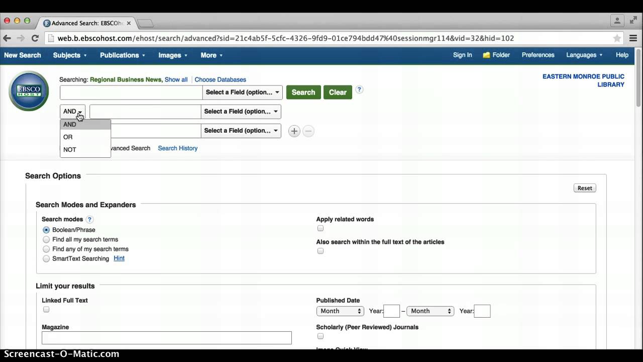 EBSCOhost Boolean Search - YouTube