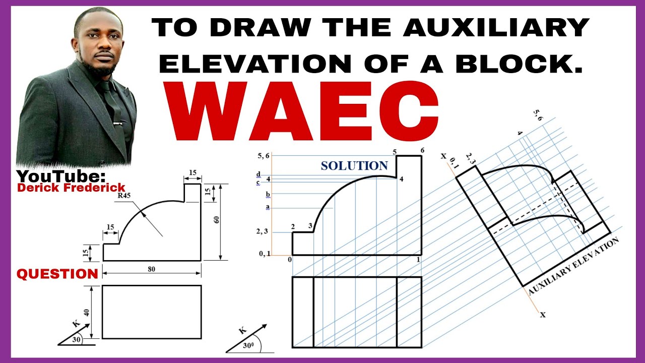 TD - HOW TO DRAW THE AUXILIARY ELEVATION OF A BLOCK (Example 3. WAEC 🇳🇬 ...