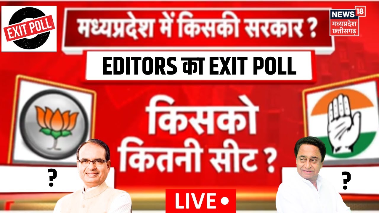 🟢MP Elections 2023: EXIT POLL LIVE | MP में किसकी सरकार? | Editors Poll ...