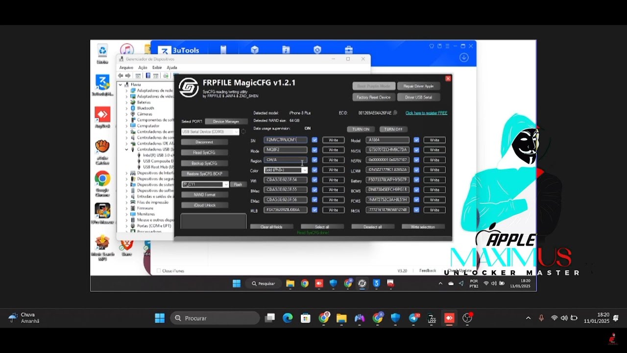 Como Colocar em MODO PURPLE MODE GRATIS & Trocar SN (Serial Number) IPAD/IPHONE Via WINDOWS ...