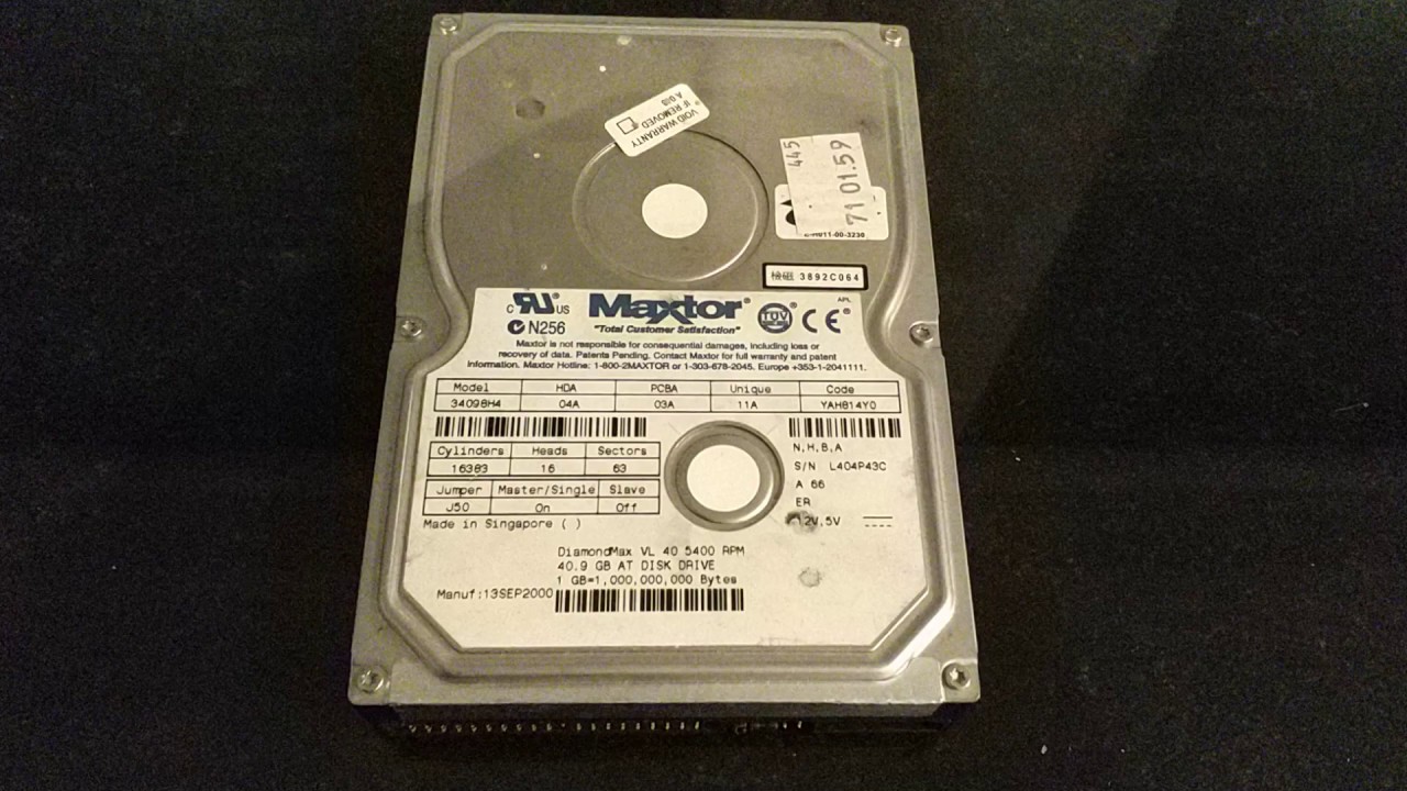 Maxtor DiamondMax VL 40 40GB HDD IDE - YouTube