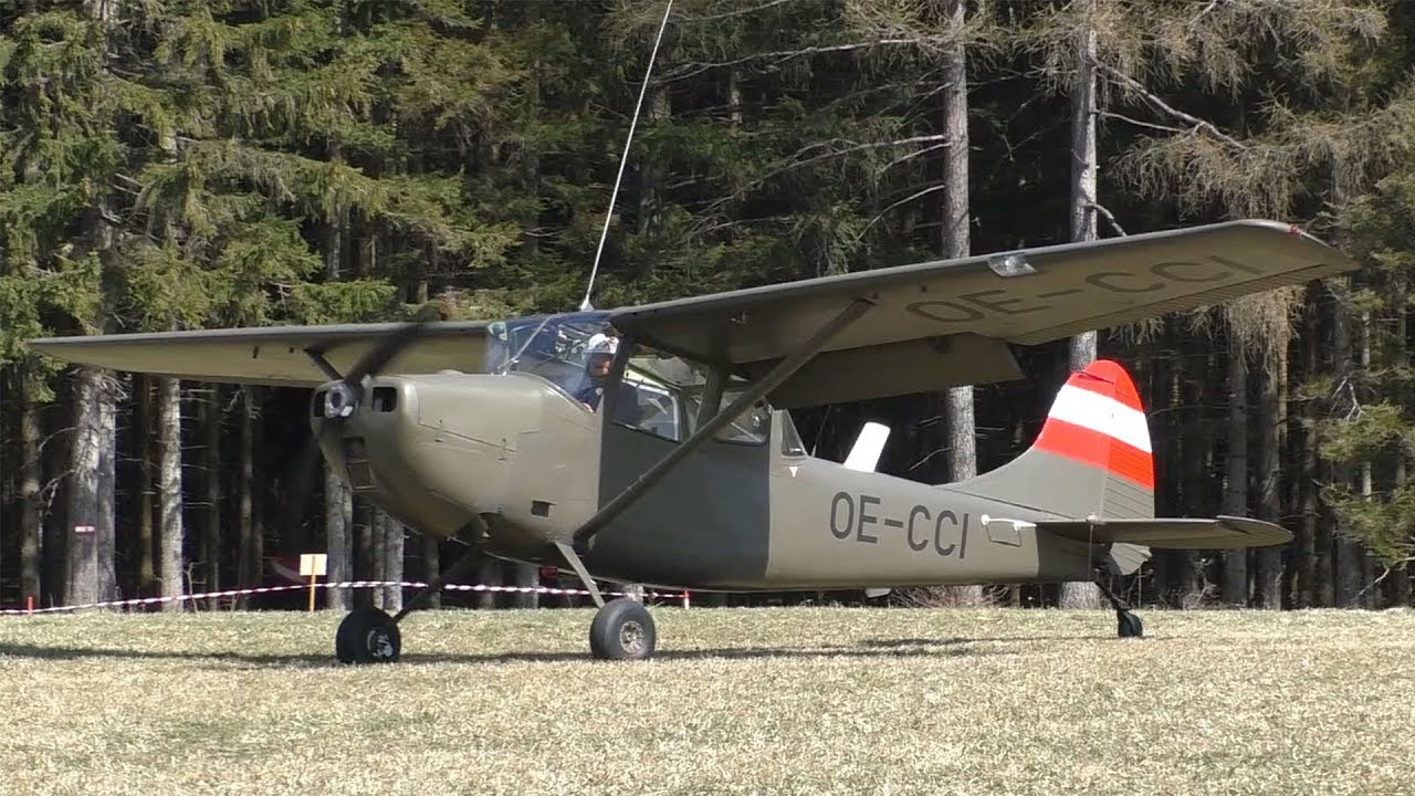 Cessna O-1 Bird Dog takeoff at Airfield Rostock | OE-CCI - YouTube