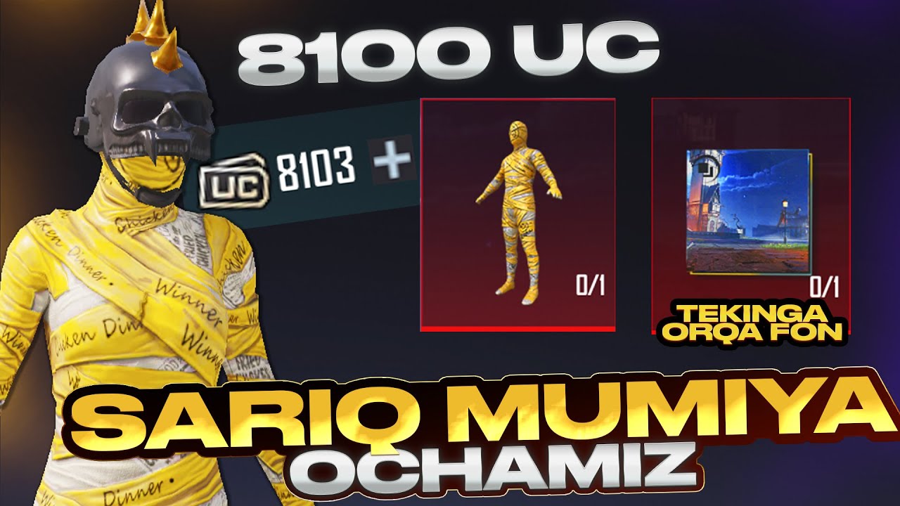 8100 UC'ga SARIQ MUMIYA RULETKASINI OCHAMIZ - BEPULGA ORQA FON?! - PUBG ...