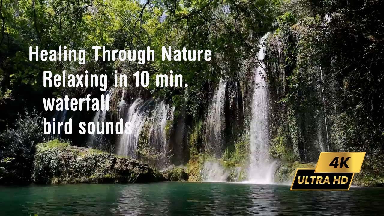 Relaxing Waterfall Birds Nature Sounds 4K Ultra HD Meditation, Yoga ...