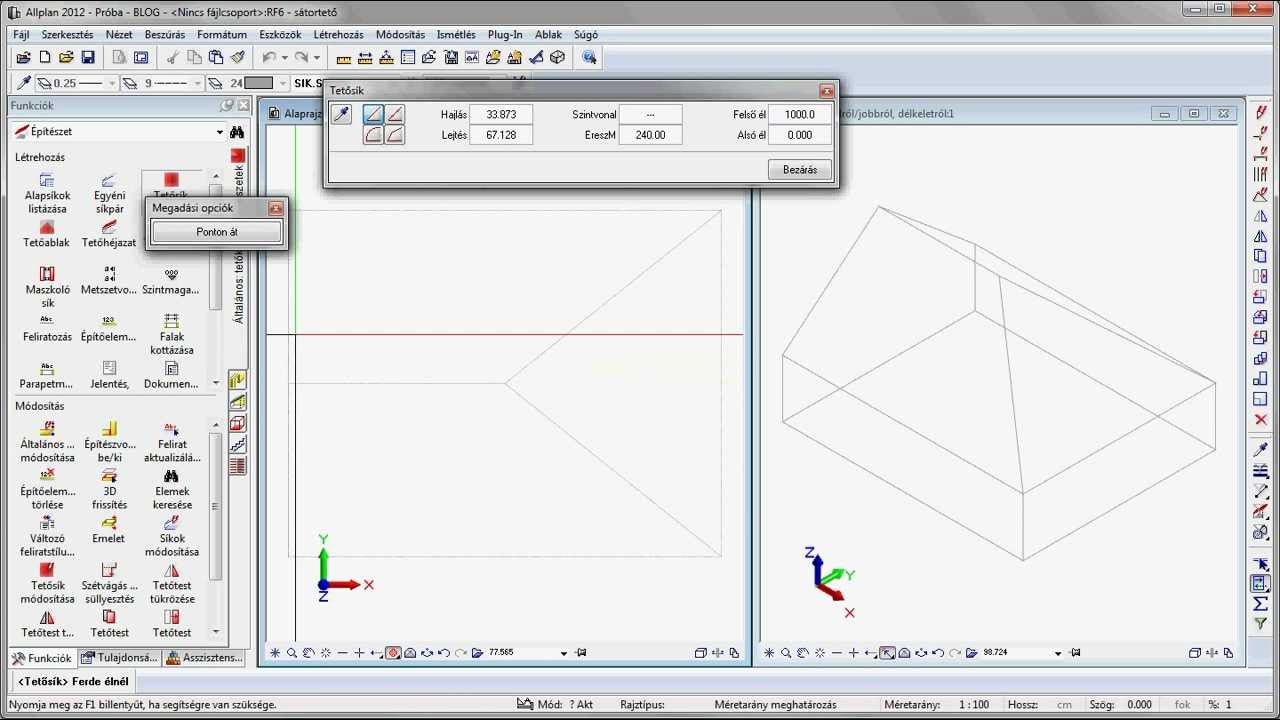 Allplan 2012 - sátortető - YouTube