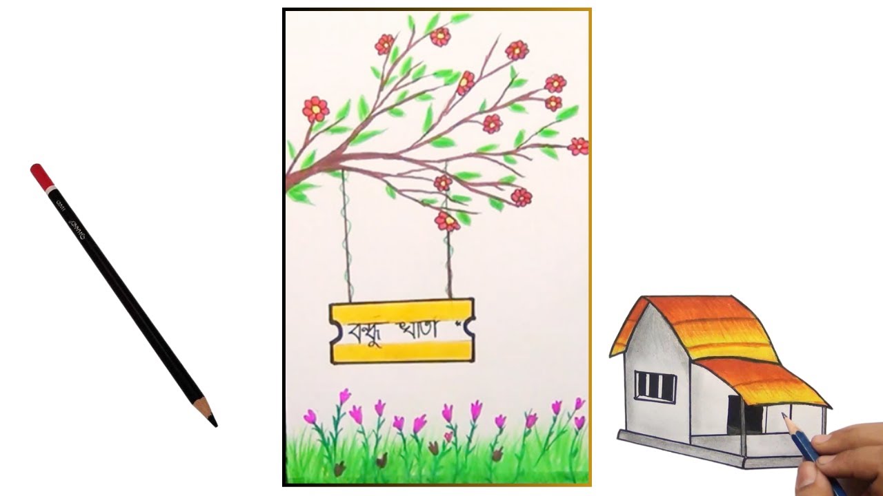 Friend Book Art | | Drawing A Beautiful Friend Book Scene | | Suraiya ...