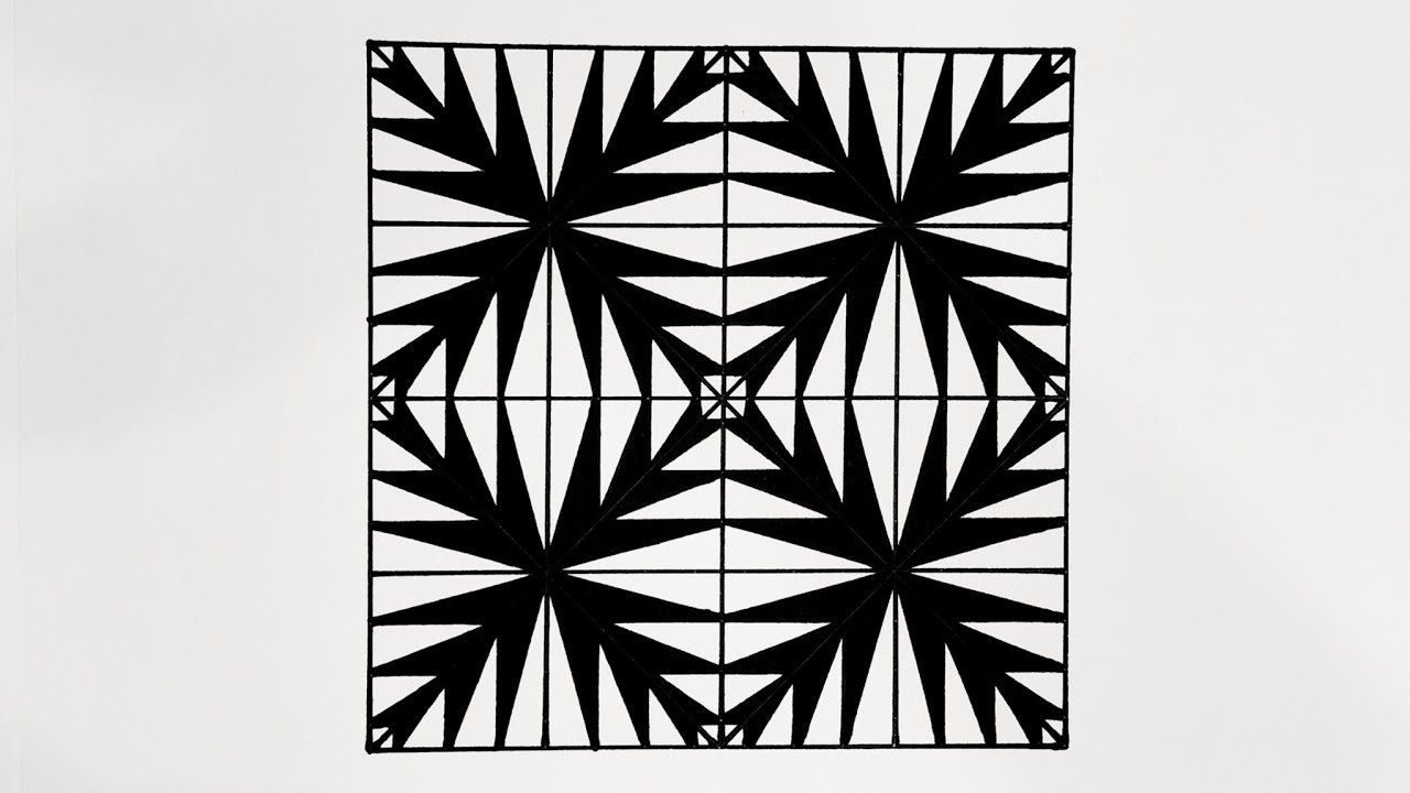 How To Draw Simple Geometric Square Design || OP Art || Square Geometry ...