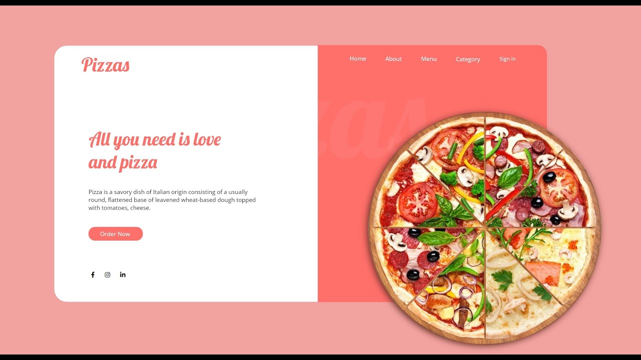 Website Design Using Html And Css Food Websites Landing Page Design Html Css Youtube 7546
