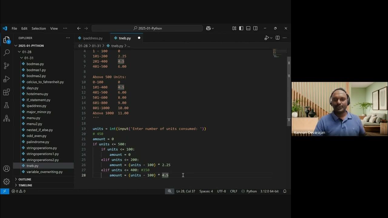 Python - Electricity bill calculation problem (in Tamil) - YouTube
