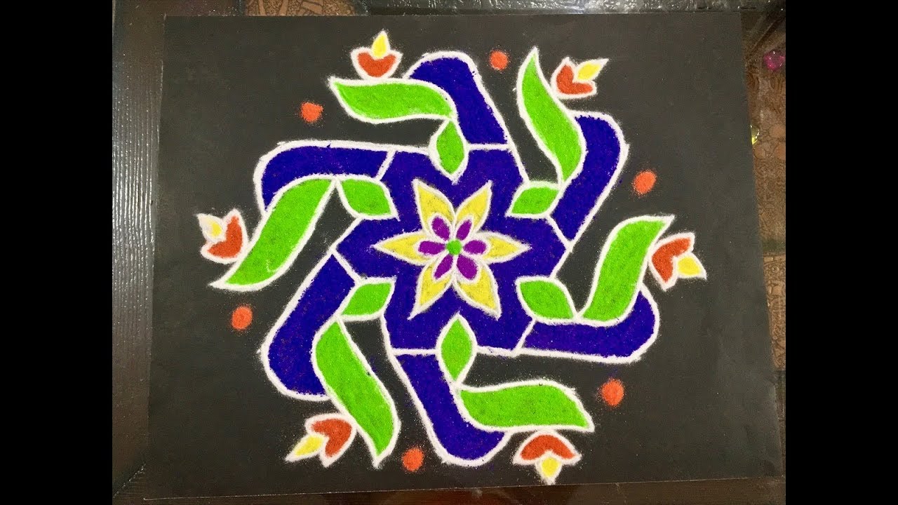 Simple Deepa Rangoli Design With colours and dots of 13x7 | New Daily ...