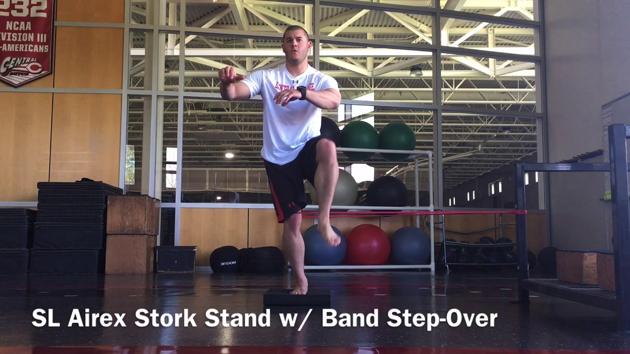 SL Airex Stork Stand w/Band Step-Over - YouTube