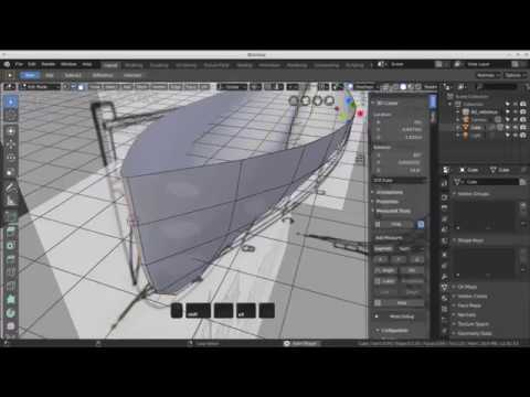 Blender 2.8 - Time lapse a French cutter hull - YouTube