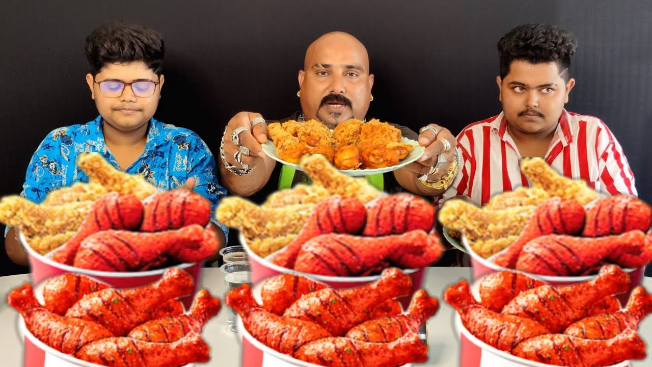 RED SMOKY CHICKEN LEG PIECE & KFC BUCKET EATING COMPETITION 😋🔥 | KFC ...