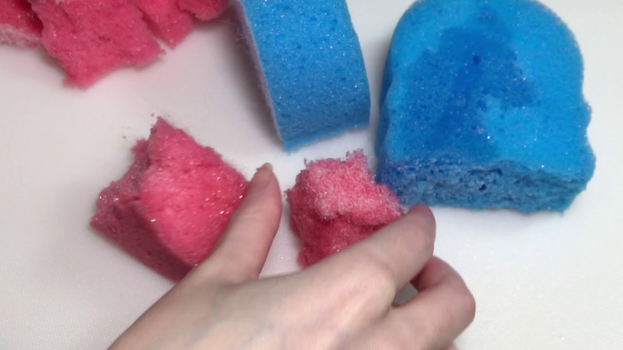 ASMR Frozen Sponge Crunching, Ripping, Slicing - YouTube