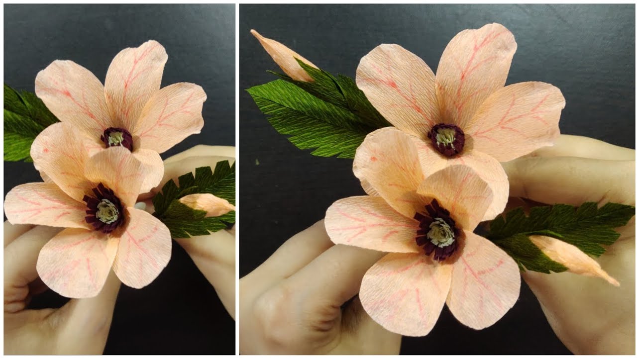 Crepe Paper Flower Making.. How to make Paper Flower.. #paperflower ...