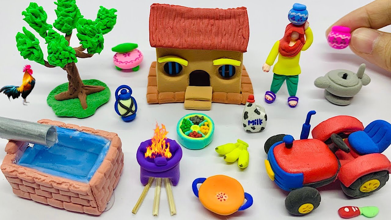 DIY How To Make Polymer Clay Miniature Mud House, Kitchen set,Truck ...
