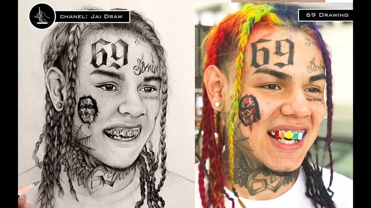 6ni9ne drawing | How to Draw 6ix9ine | 6ix9ine sketch | របៀបគូរ - YouTube