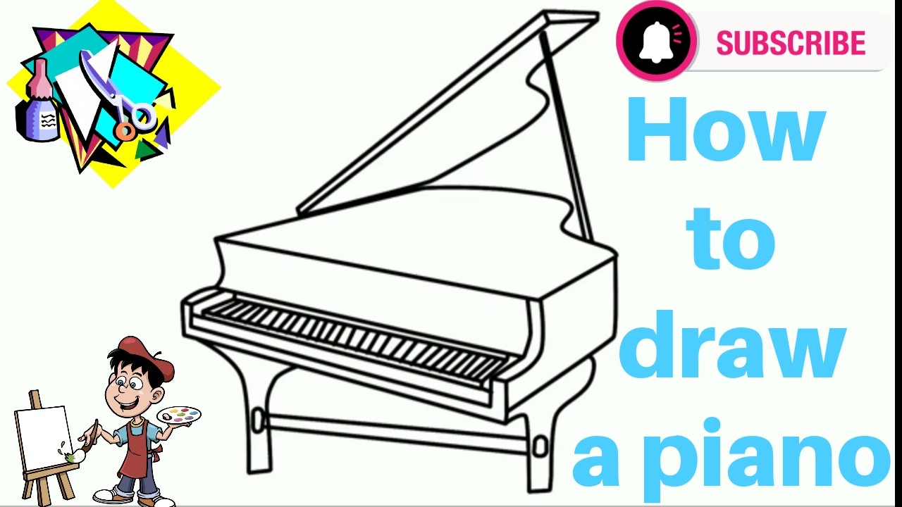 كيف ترسم بيانو باحترافية|How to draw Grand PIANO easy|Drawing a piano ...