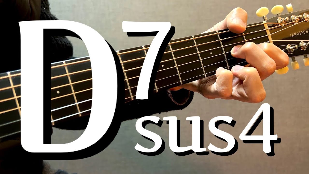 [하루10분 통기타] D7sus4 코드 소리 & 모양 (초급) D7sus4 chord guitar lesson #통기타독학 ...