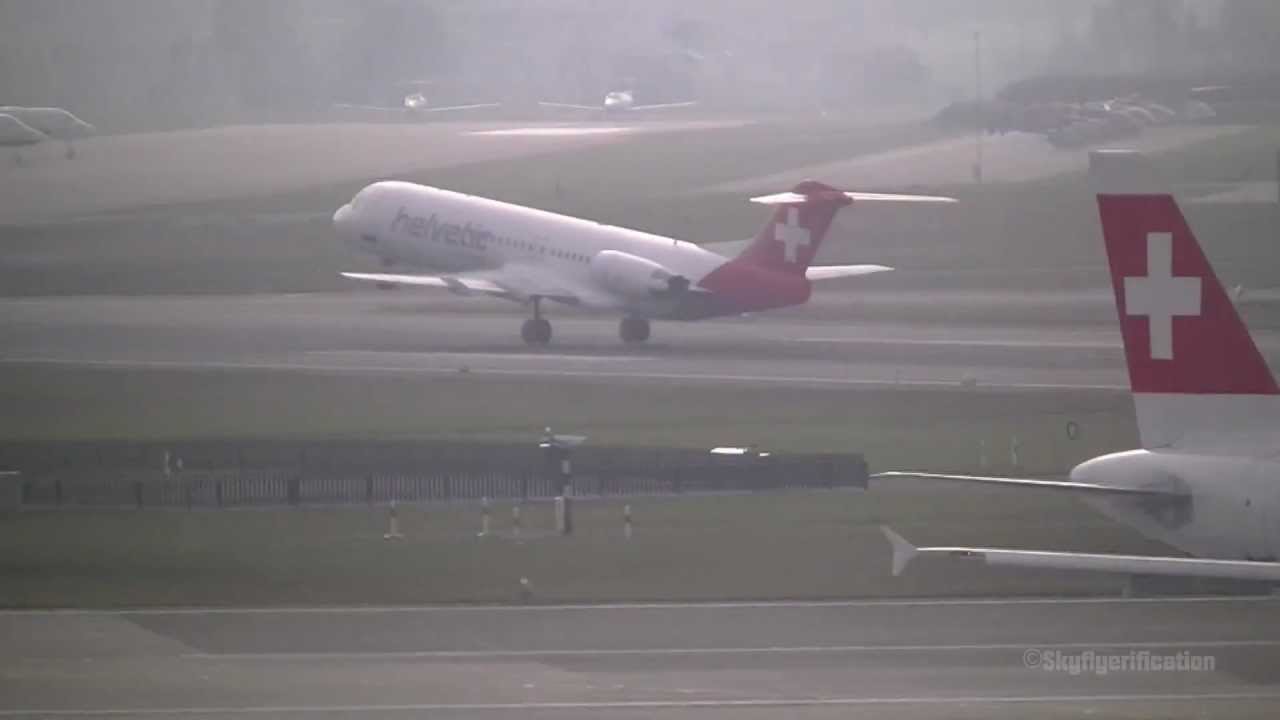 Helvetic Airways Fokker 100 Intersection Takeoff [HD] - YouTube
