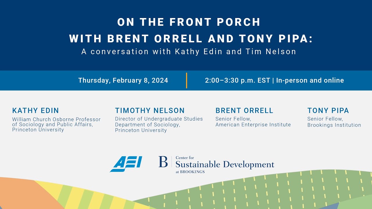 On the Front Porch with Tony Pipa & Brent Orrell: Kathy Edin & Tim ...