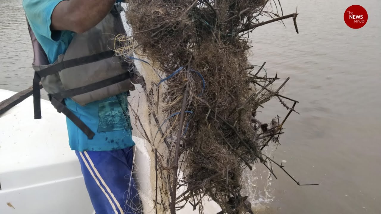 150kg of illegal fishing nets removed from Kabini river - YouTube
