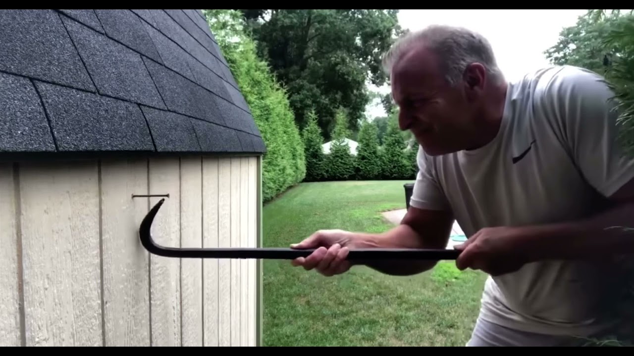 Old man hits himself with a crowbar - YouTube