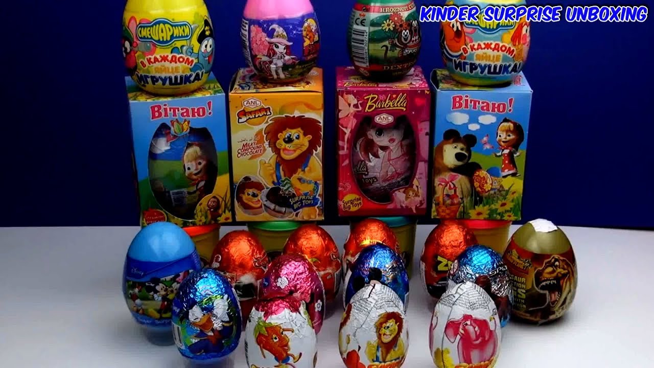 Masha and The Bear 20 Surprise eggs, Mickey Mouse Disney Pixar Cars2 ...