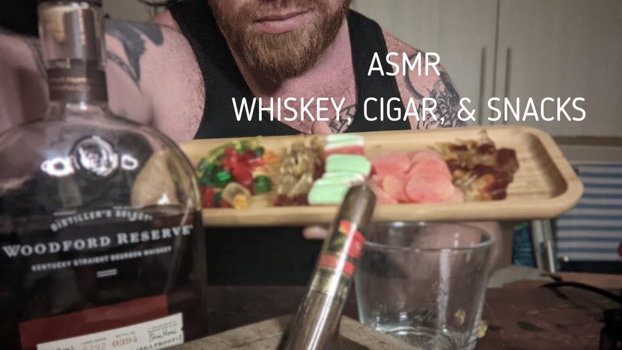 ASMR CIGAR SMOKING HARIBO GUMMY CANDY WHISKY DRINKING SOUNDS RELAXING ...