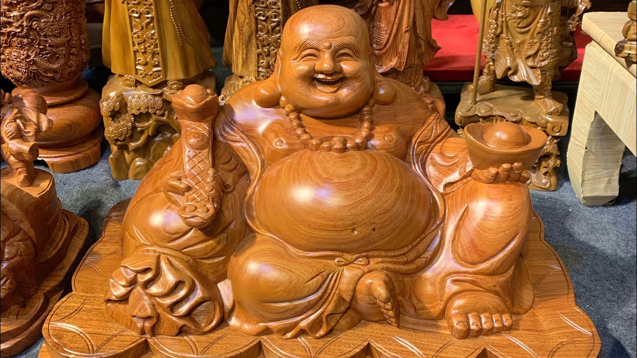Tượng Dilac Gỗ Hương Ngồi Ngang 30 40 50 60 cm - YouTube