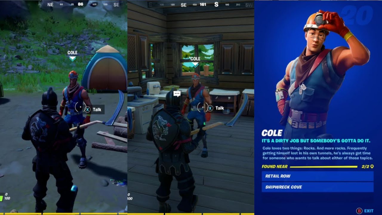 All COLE Character LOCATIONS - #20 Guide Fortnite (Battle Royale) - YouTube